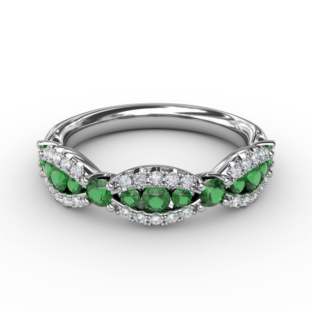 Emerald and Diamond Scalloped Ring - Cooper & Binkley