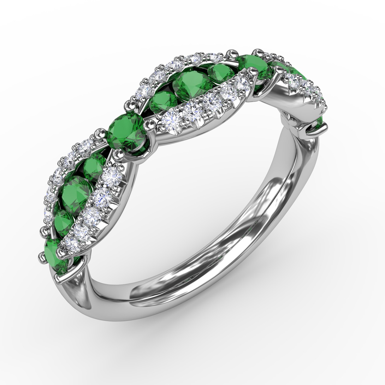 Emerald and Diamond Scalloped Ring - Cooper & Binkley