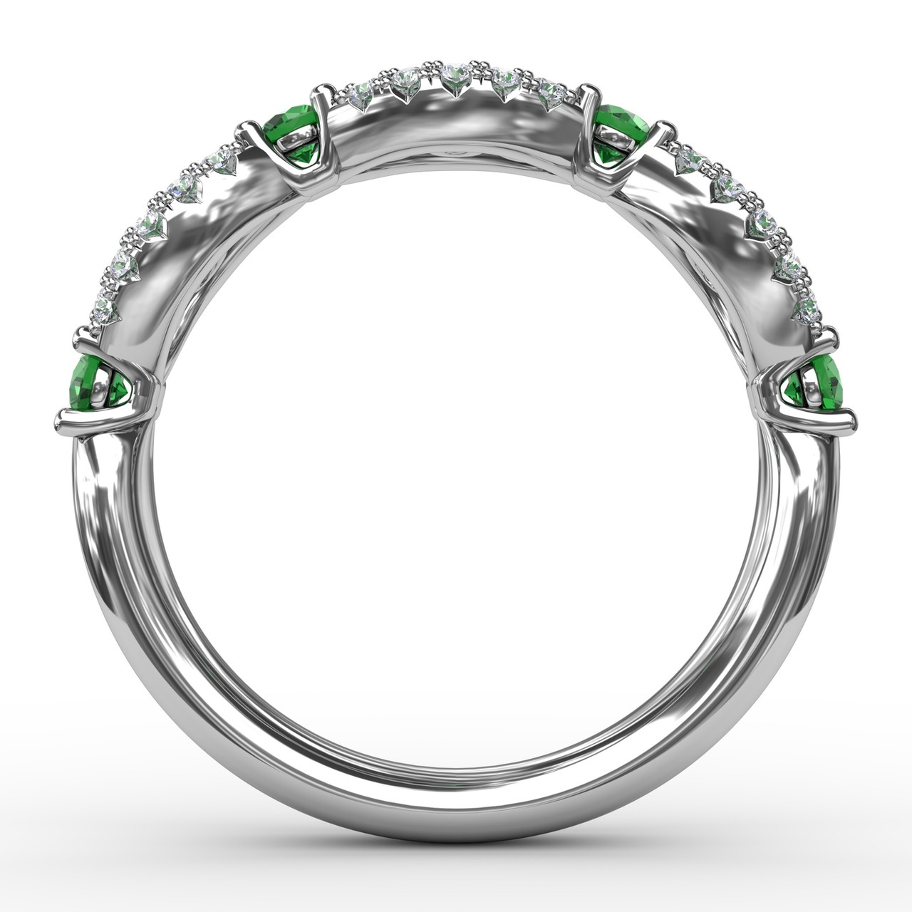 Emerald and Diamond Scalloped Ring - Cooper & Binkley